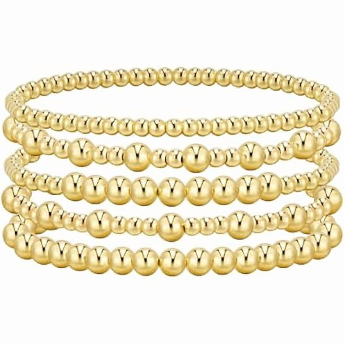 ZLC Gold Bracelets for Women Beaded Bracelet 14K Gold Plated Bracelet ...