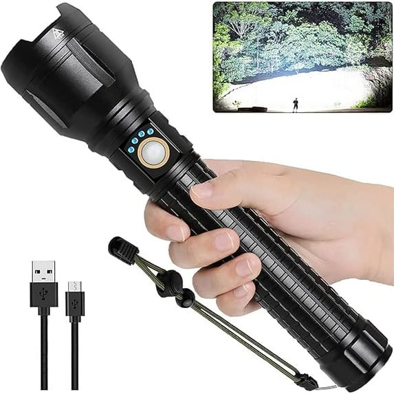 ZLC Rechargeable Brightest LED Flashlight, 90,000 High Lumens Super ...