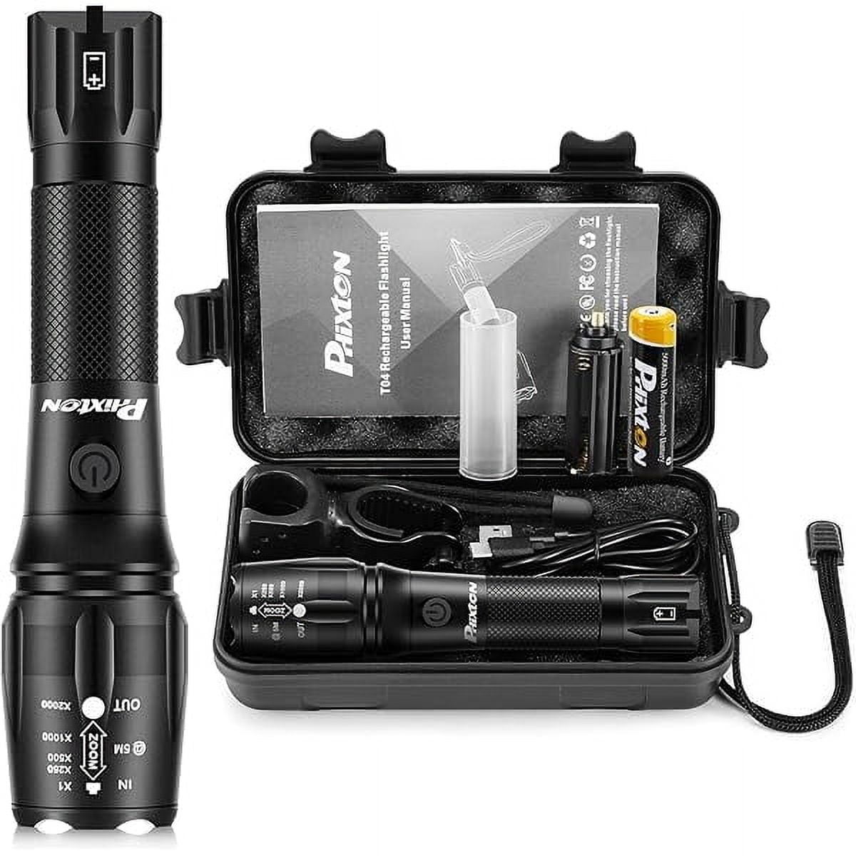 ZLC Rechargeable Flashlights High Lumens, USB C Chargeable LED Flashlight, Bright Strong ...