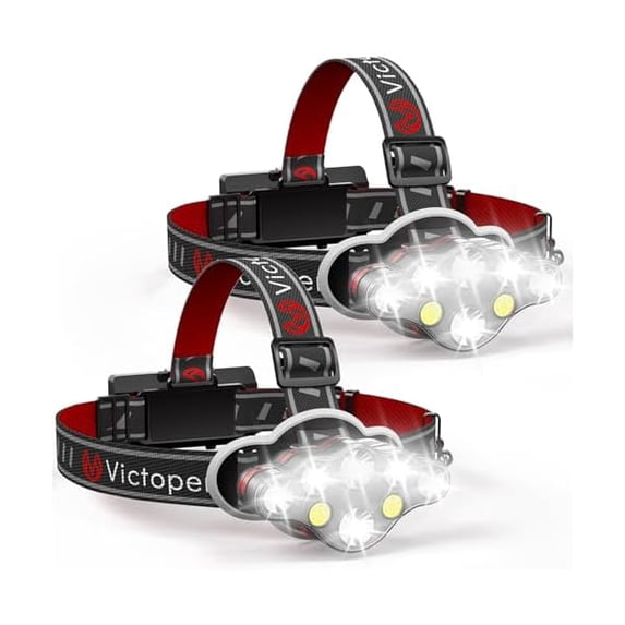 ZLC Rechargeable Headlamp 2 Pack, 8 LED 18000 High Lumen Bright Head ...