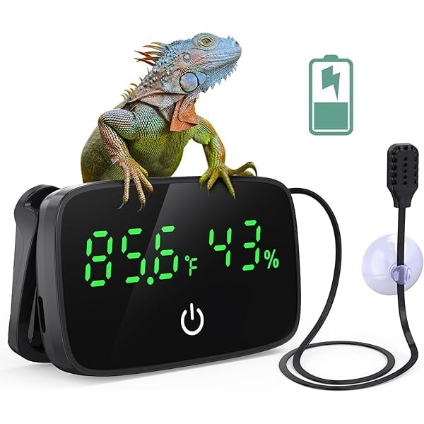ZLC Reptile Thermometer Hygrometer, LED Digital Terrarium Thermometer ...