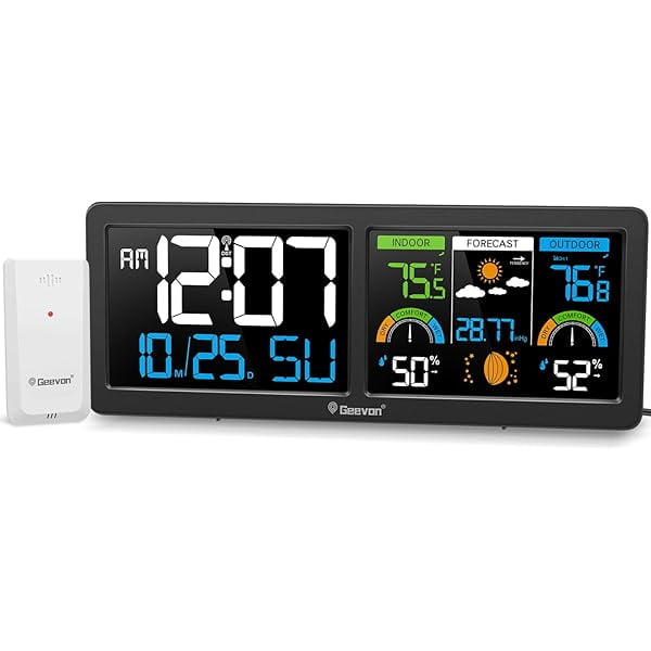 ZLC Weather Stations Wireless Indoor Outdoor Thermometer with Atomic ...