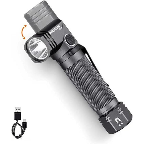 ZLC1300 Lumens Rechargeable Magnetic Flashlight, 6 Modes LED 90 Degree ...