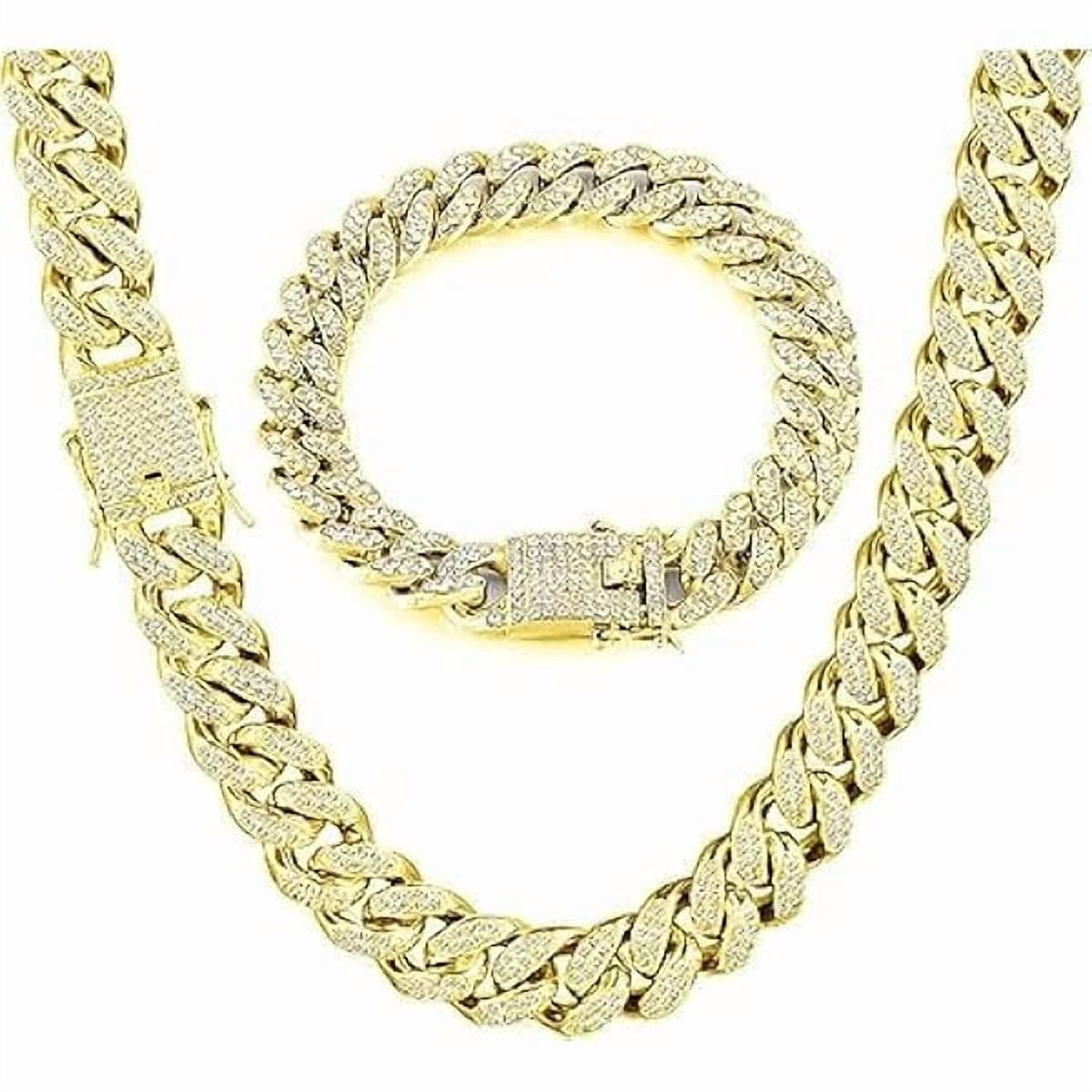 ZLCCuban Link Chain for Men,Silver Necklace and Bracelet,Miami Cuban ...