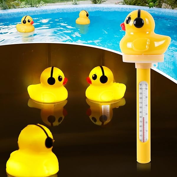 ZLCFloating Pool Thermometer, Solar Duck Water Temperature Thermometer ...
