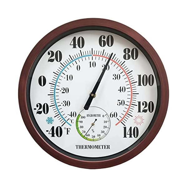 ZLCIndoor Outdoor Thermometer Large Numbers 12 Inch Wall Weather ...