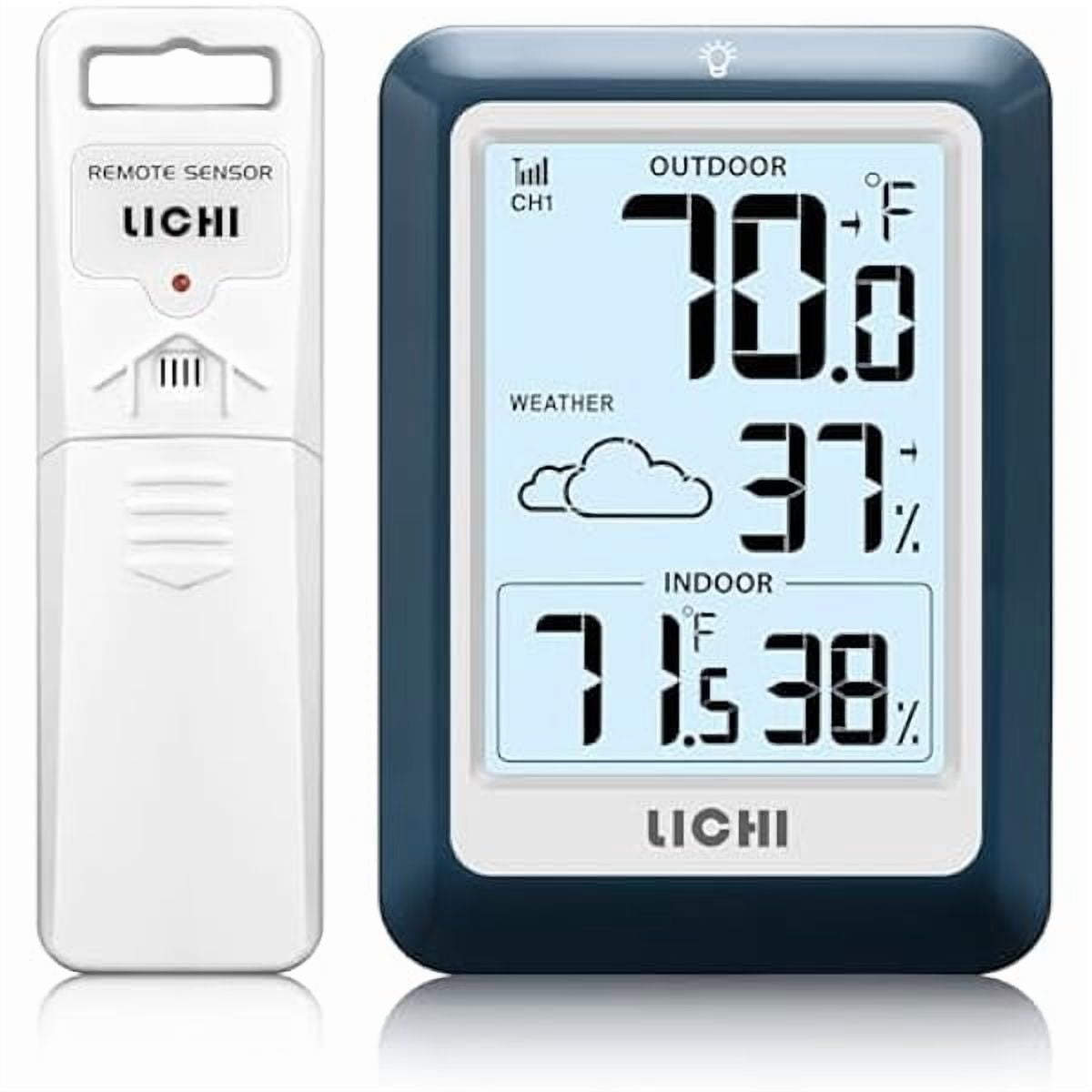 ZLCIndoor Outdoor Thermometer Wireless Weather Station, Internal ...