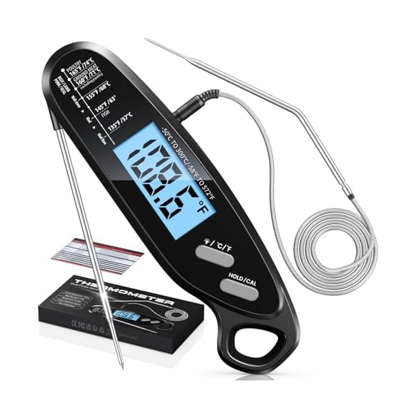 ZLCInstant Read Meat Thermometer Digital for Cooking with Dual Probe ...