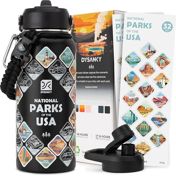 ZLCNational Parks Water Bottle – 32 oz Insulated Stainless Steel ...