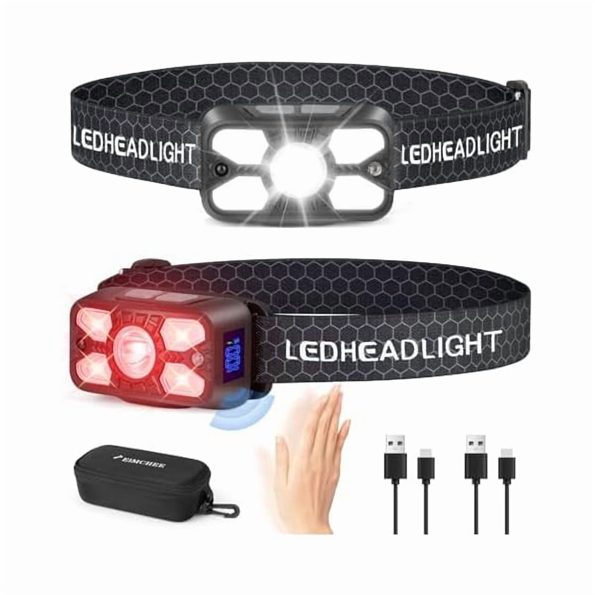ZLCRechargeable Headlamp,2 Pack 2500 Lumen Bright 5 Led Headlamp,14 ...
