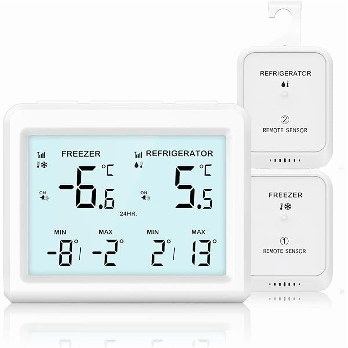 ZLCRefrigerator Thermometer with Freezer Alarm - Wireless Fridge ...