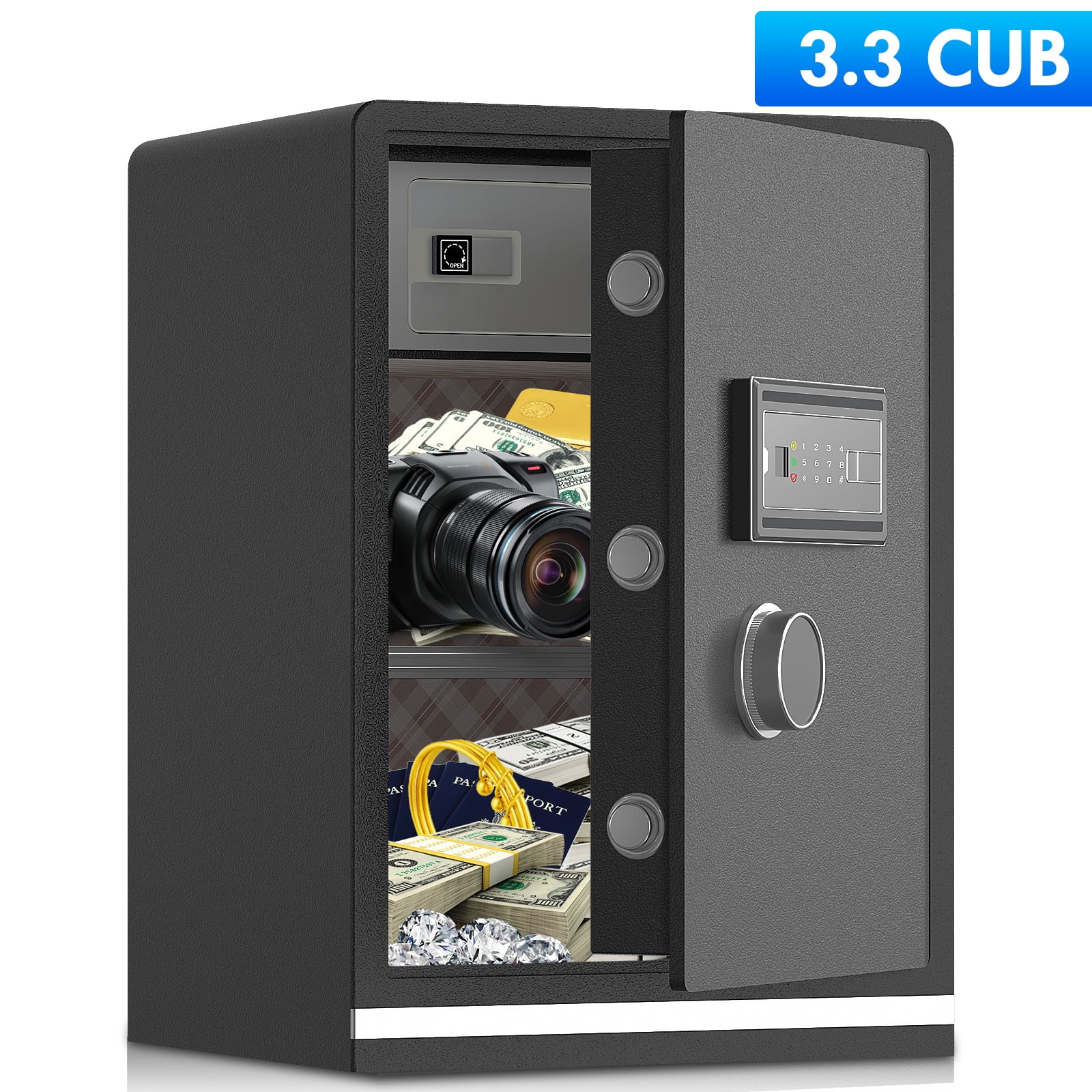ZLELOUY 3.3 Cubic Feet Electronic Safe Box - Digital, Wall Anchoring ...