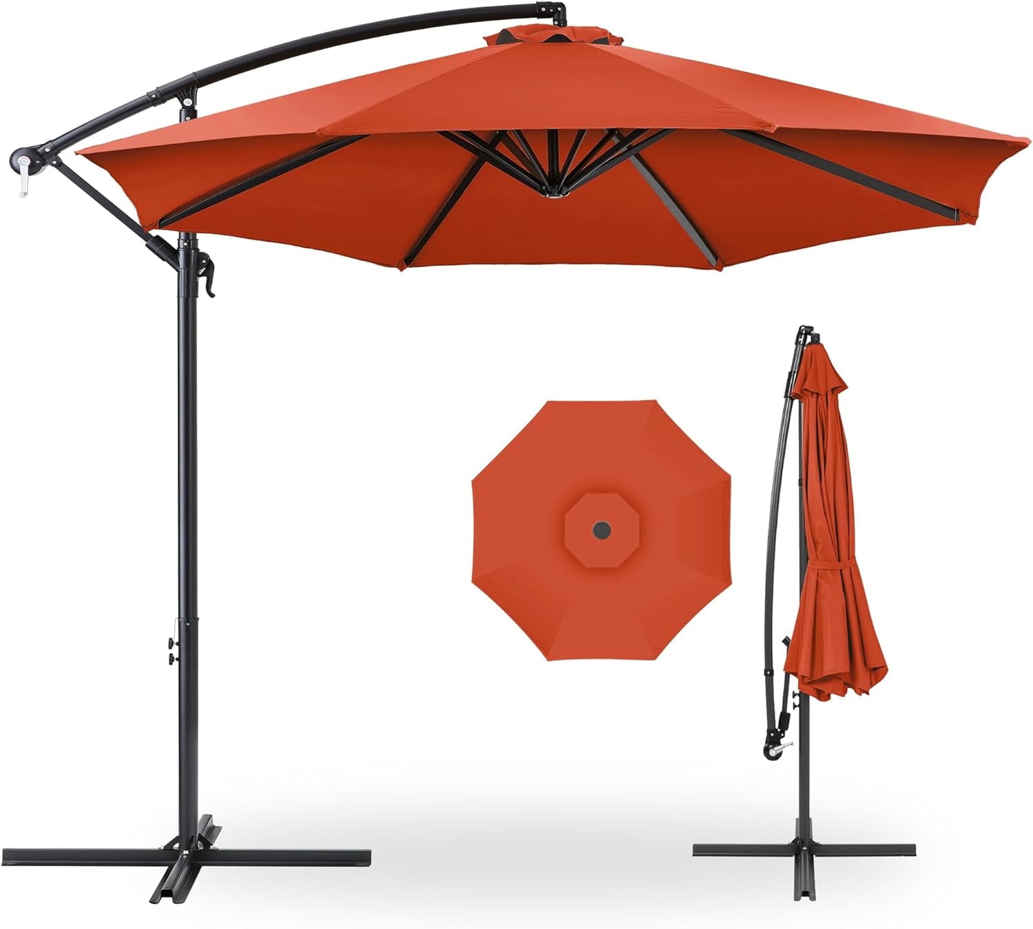 ZLERP 10ft Offset Hanging Market Patio Umbrella Easy Tilt Adjustment ...