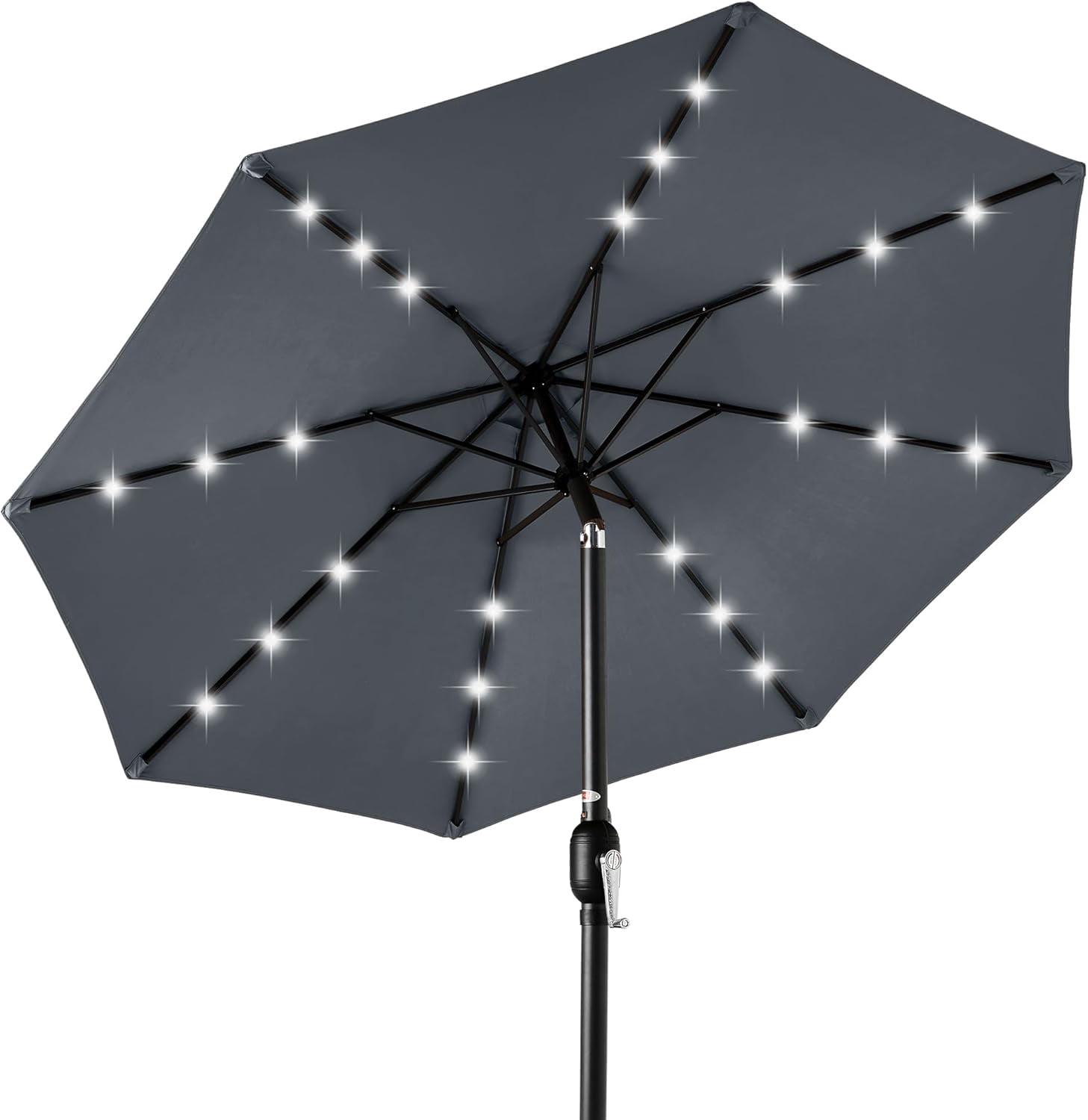 ZLERP 10ft Solar Polyester LED Lighted Patio Umbrella w Tilt Adjustment ...