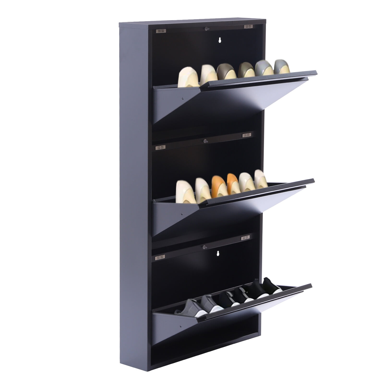 ZLERP 3 Drawer Shoe Storage Cabinet Hidden Shoe Shelf,9 Pairs Bucket ...