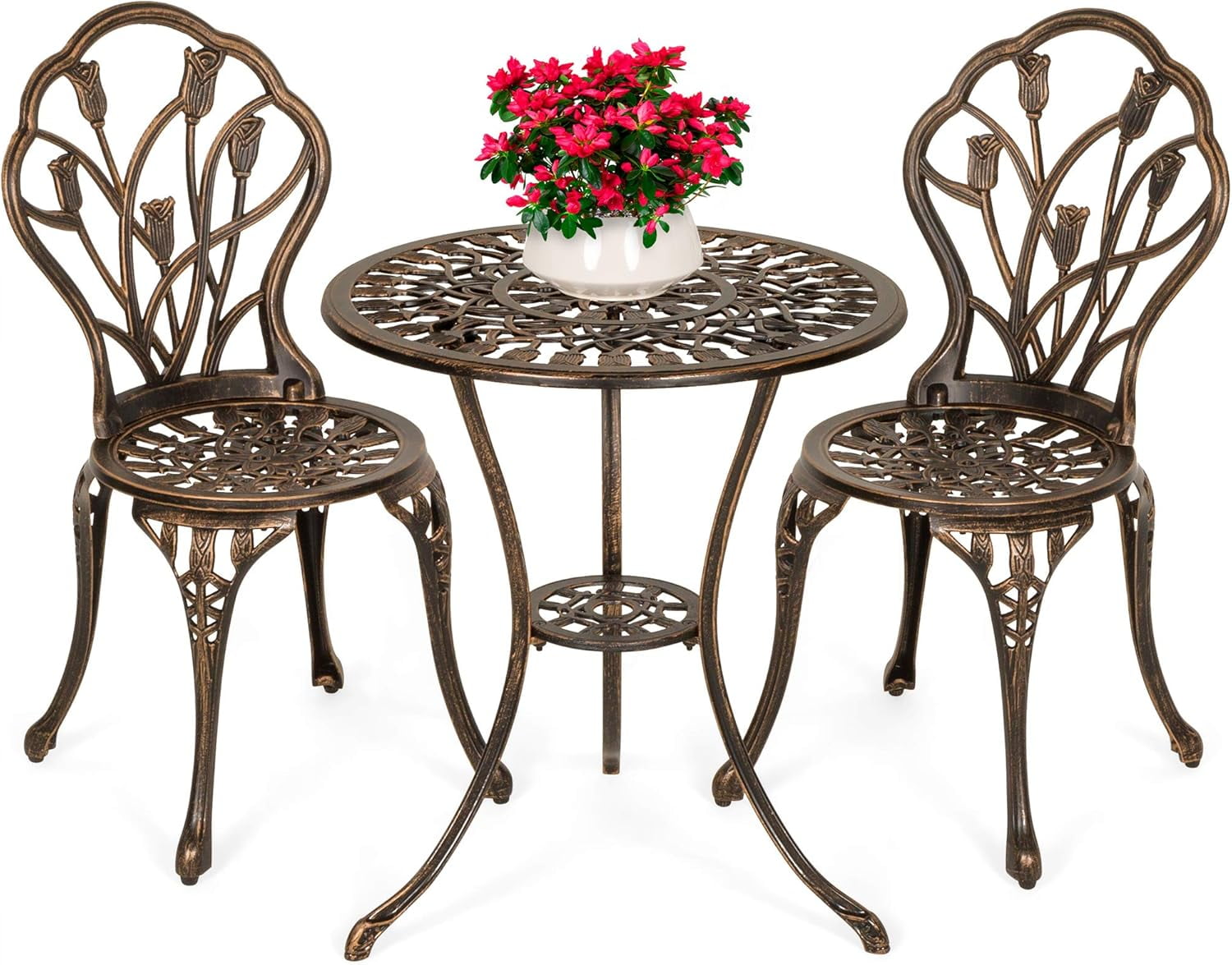 ZLERP 3-Piece Outdoor Rust-Resistant Cast Aluminum Patio Bistro Set ...