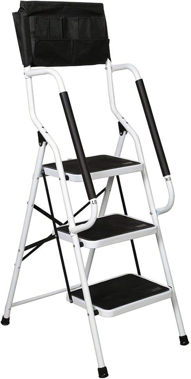 ZLERP 3 Step Ladder Folding Step Stool for Adults with Top Handrail 330 ...
