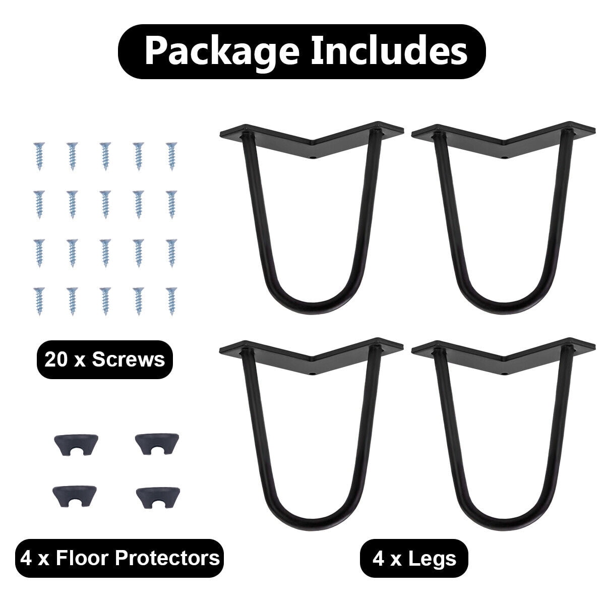 ZLERP 6" - 16" - 28" Table Leg Hairpin Desk Furniture Bench Legs, Metal ...