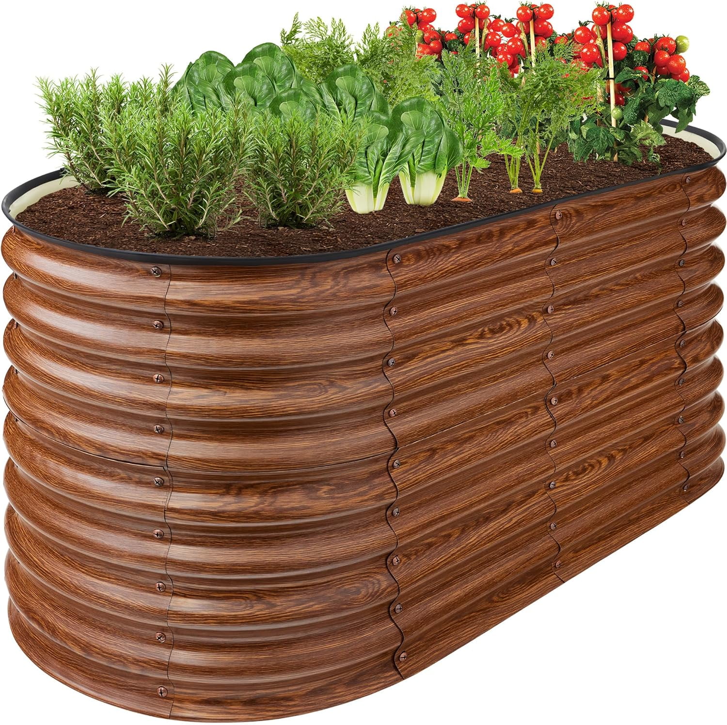 ZLERP 8x2x2ft Metal Raised Garden Bed, Oval Outdoor Deep Root Planter ...