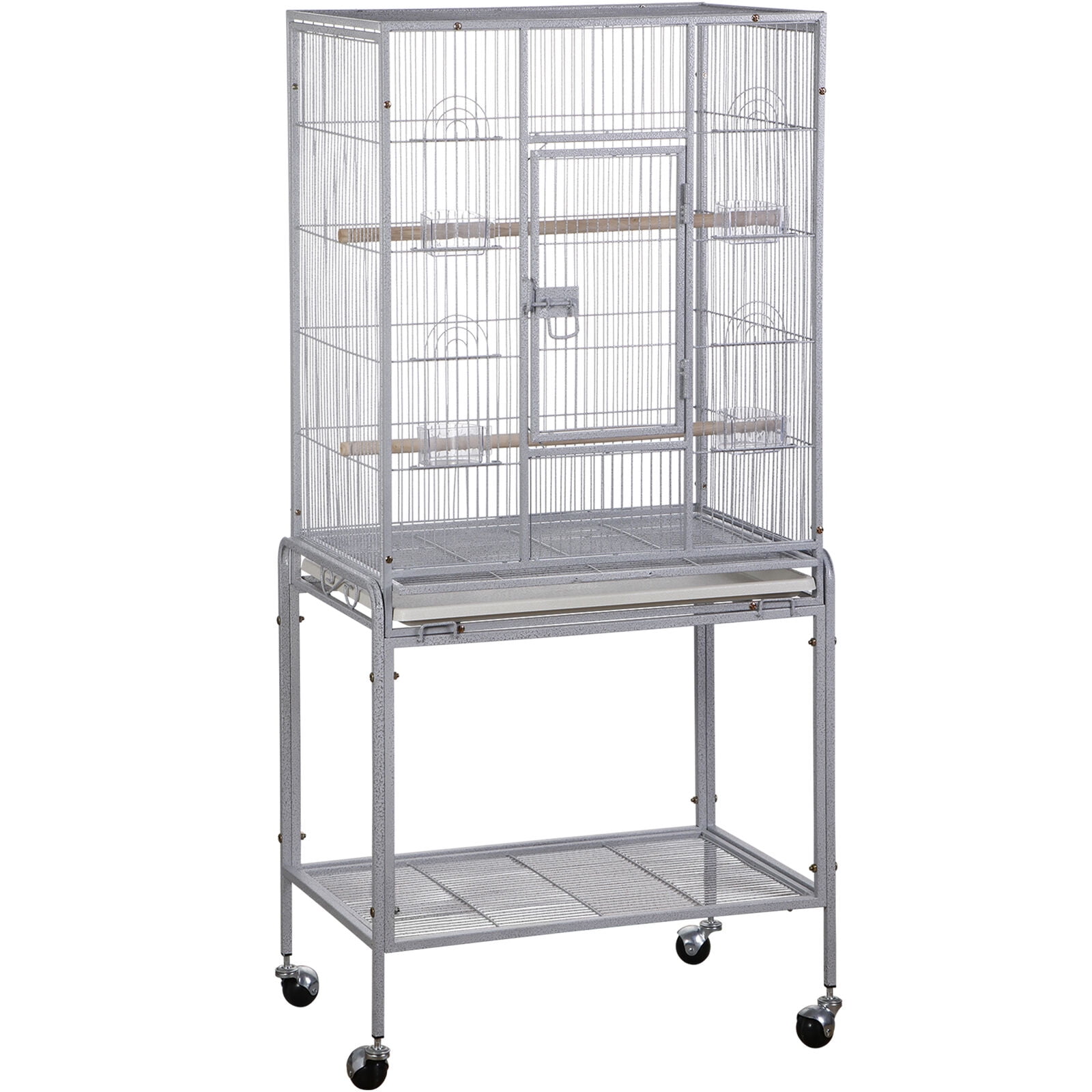 ZLERP Bird Flight Cage, Wrought Iron Standing Large with Rolling Stand ...