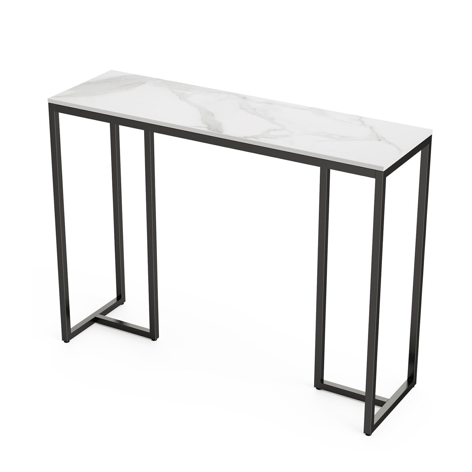 ZLERP Console Table for Entryway - Marble Sofa Table with Black Iron ...