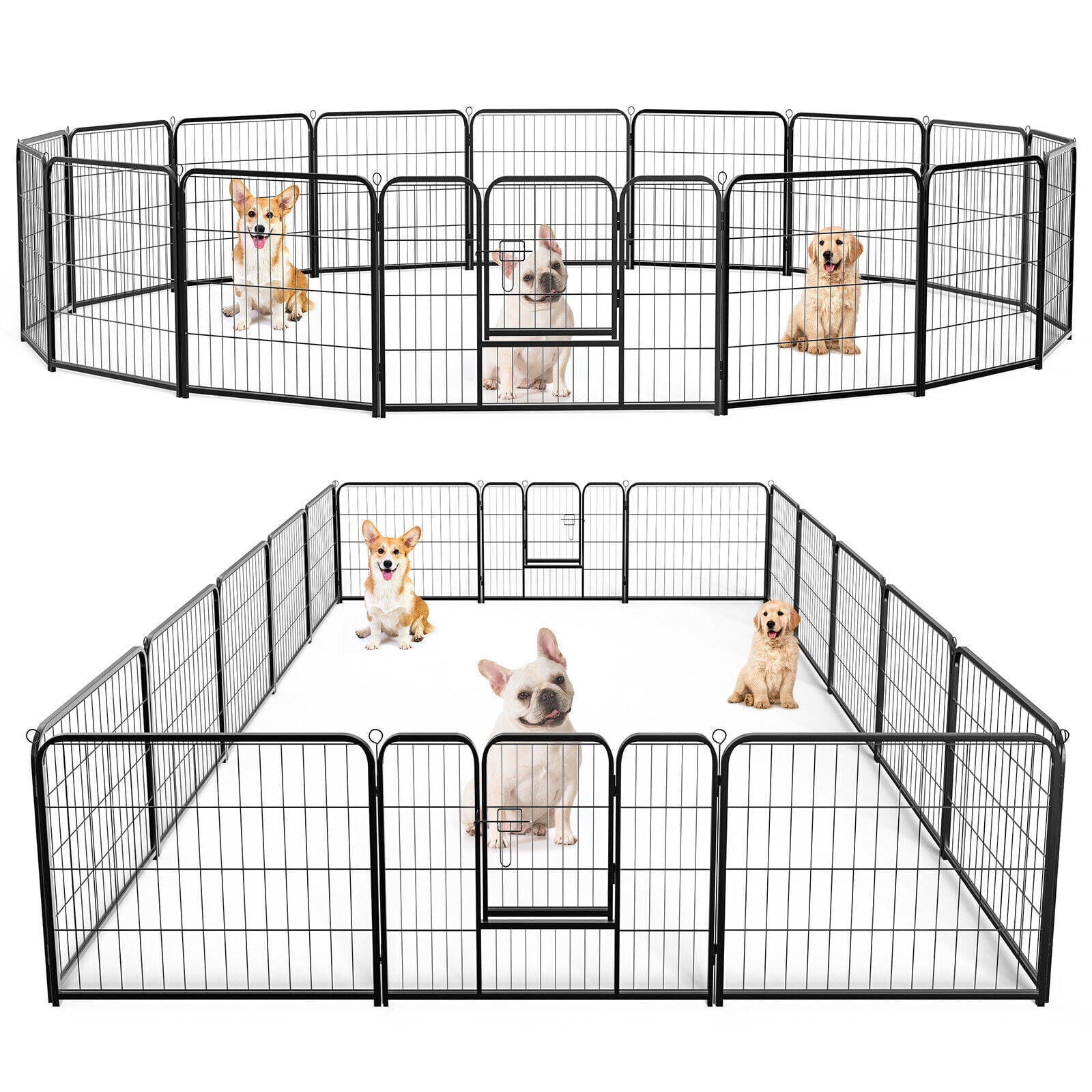 ZLERP Dog Playpen Indoor - Pet Fence Exercise Pen for Yard Gate 16 ...