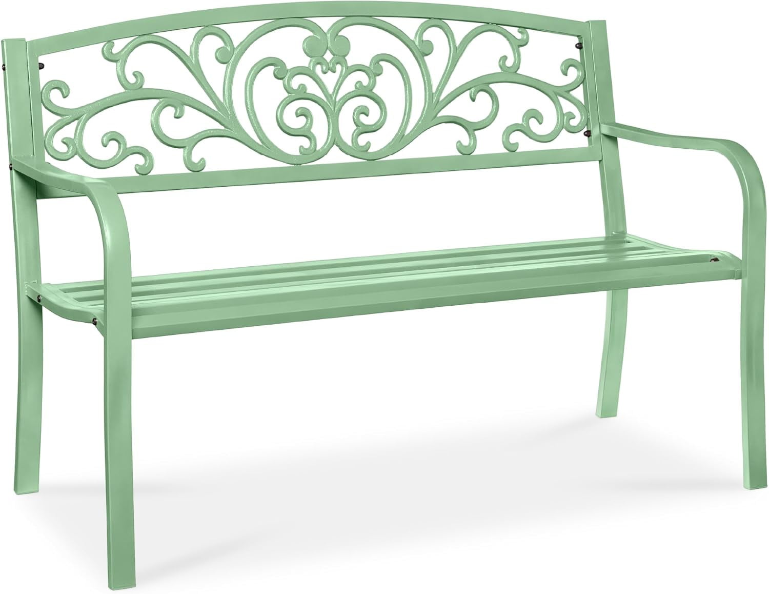 ZLERP Outdoor Bench Steel Garden Patio Porch Furniture for Lawn, Park, Deck Floral Design ...