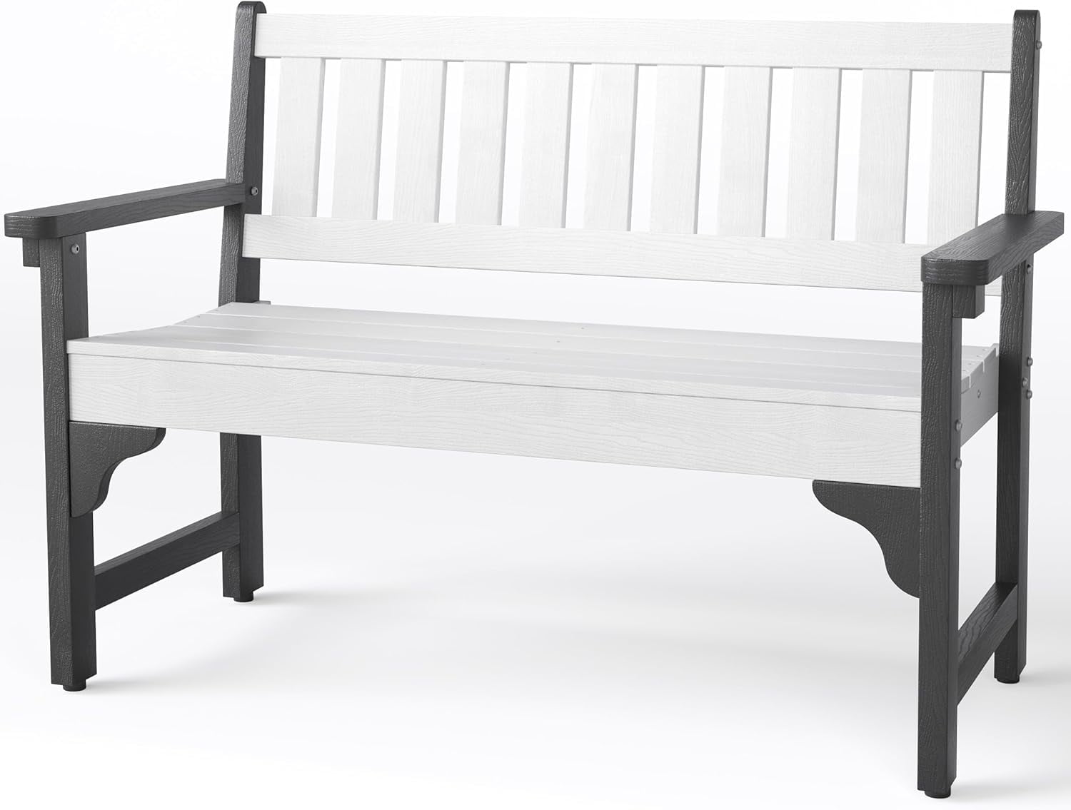 ZLERP Outdoor Garden Bench with Backrest, All-Weather HDPE Park Bench ...