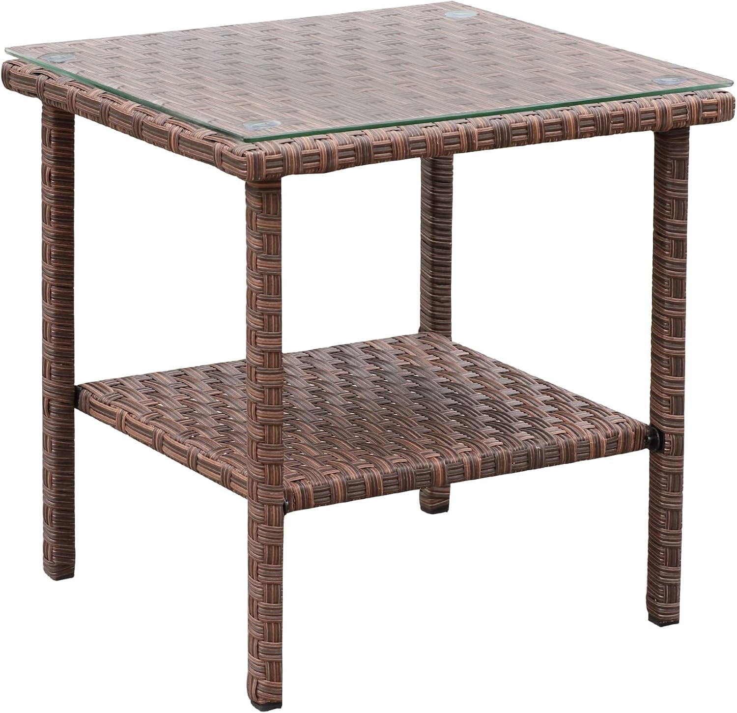 ZLERP Outdoor PE Wicker Side Table - Patio Rattan Garden Coffee End ...