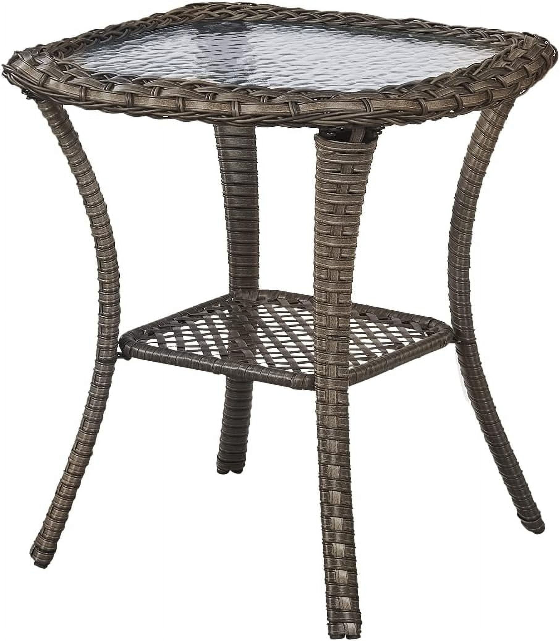 ZLERP Patio Tables Wicker Side Table - Rattan Coffee Table with Glass ...