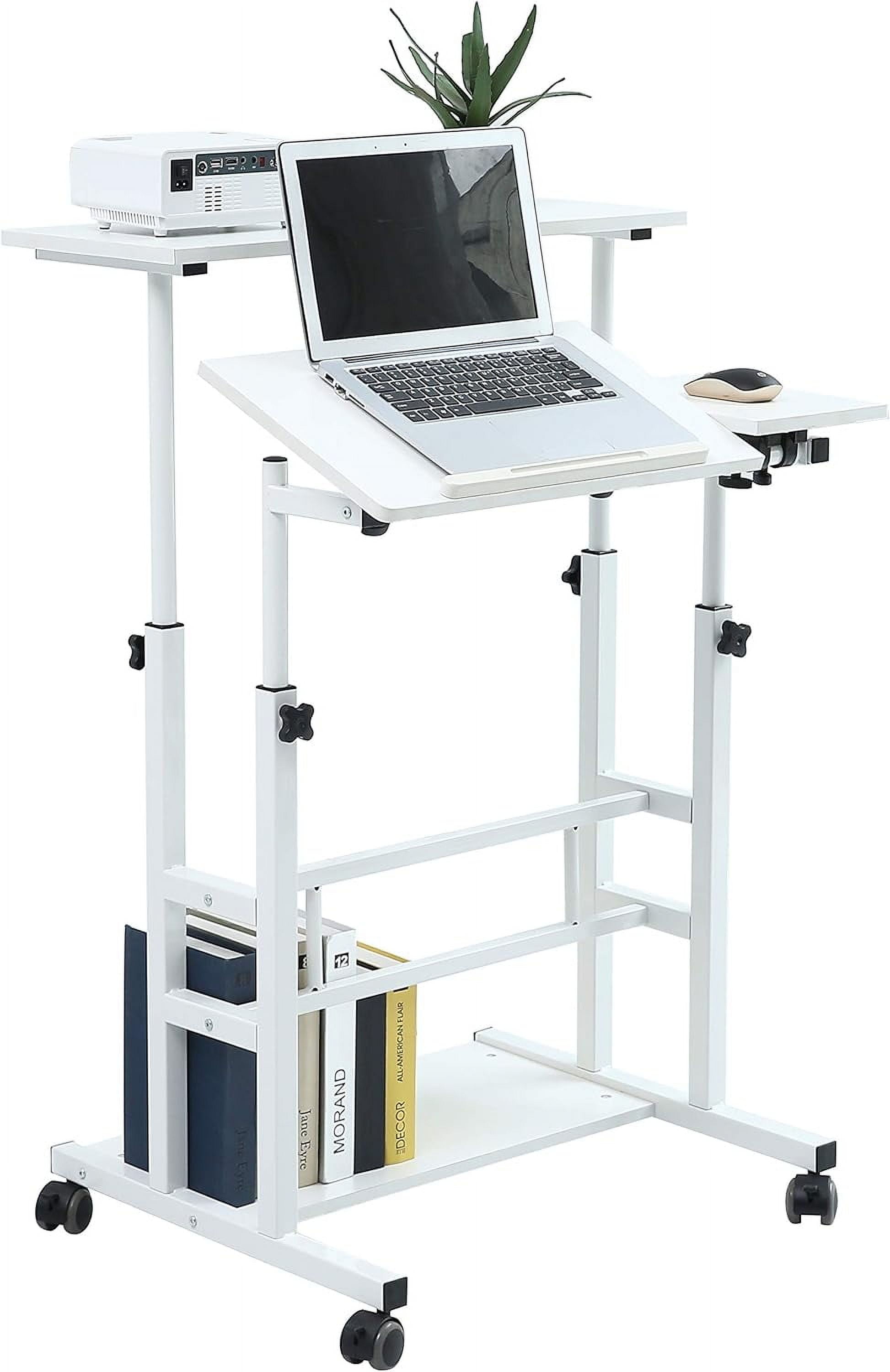 ZLERP Portable Standing Desk on Wheels, Height Adjustable Mobile ...