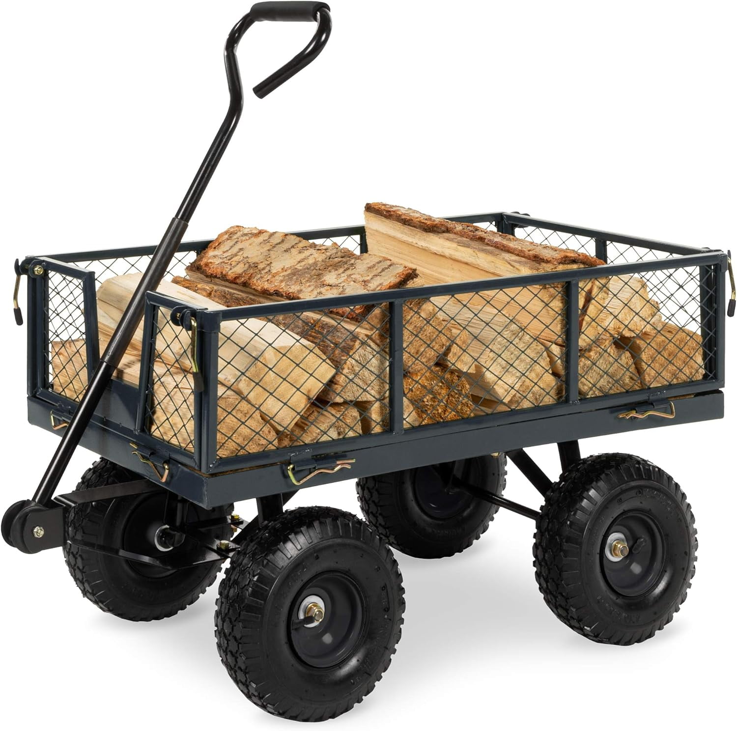 ZLERP Utility Garden Cart Wagon for Lawn, Yard Heavy-Duty Steel 400lb ...