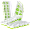 4 PCS Stackable Silicone Ice Cube Trays, 14-Cube Mold with Snap-On Lid ...