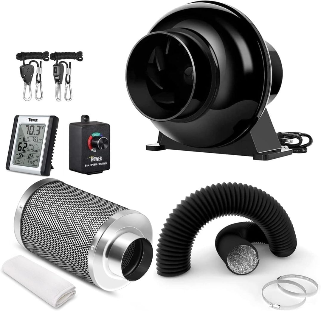 ZLFF 4 Inch 195 CFM Inline Fan Vent Blower, Air Carbon Filter, 8 Feet ...