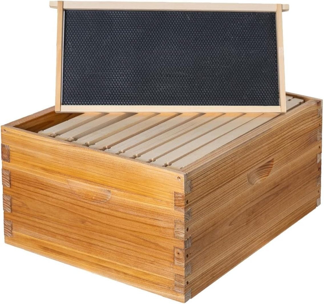 ZLGP 10 Frame Bee Hive Box, Langstoth Deep Brood Bee Box Dipped in 100% Beeswax Includes Beehive ...