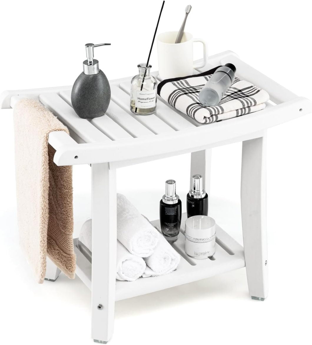 ZLGP 2-Tier Shower Bench, Spa Bath Shower Stool with Curved Seat, 2 ...