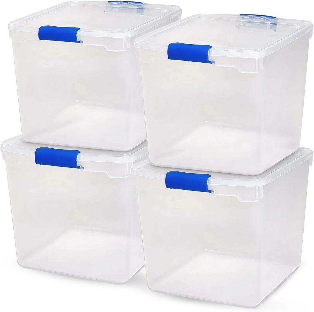 ZLGP 4-Pack Latching Lid, Large Clear Plastic Storage Bins with Lids ...