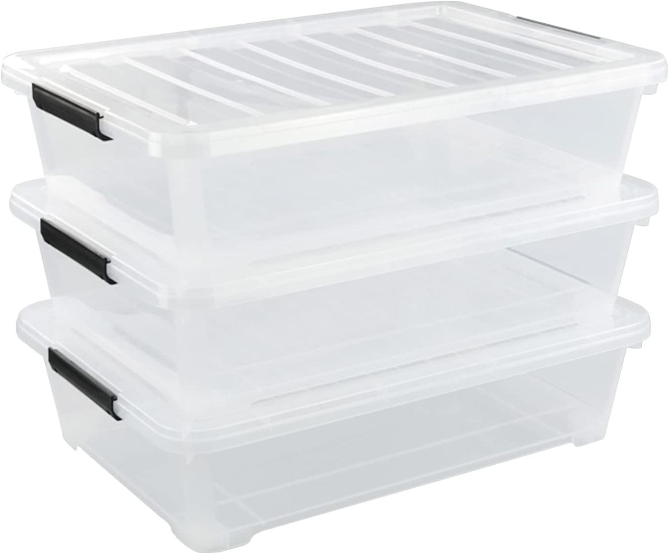 ZLGP 40 Quart Plastic Underbed Storage Boxes, Clear Under Bed Plastic ...