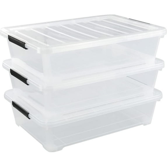 ZLGP 40 Quart Plastic Underbed Storage Boxes, Clear Under Bed Plastic ...