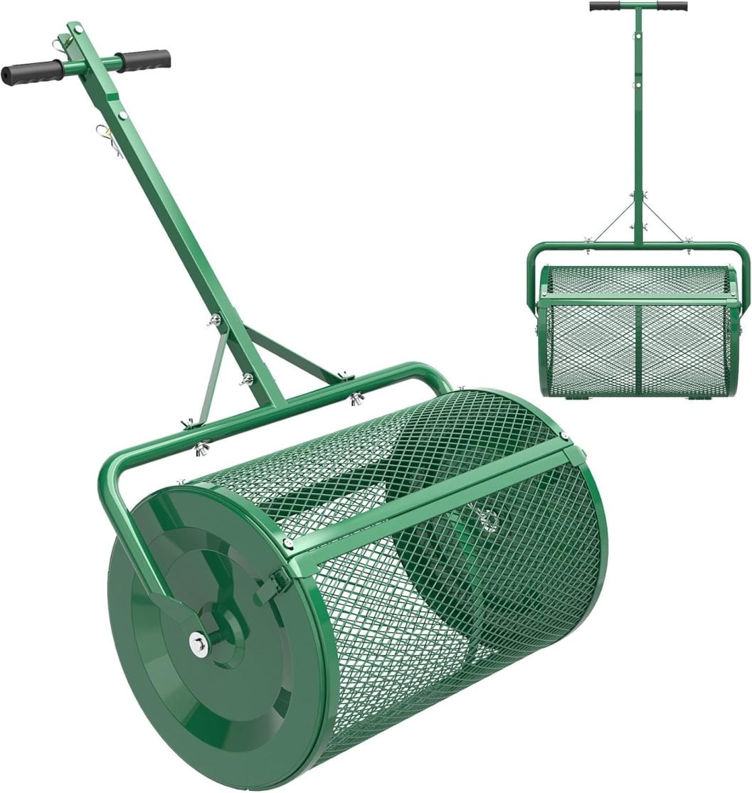 ZLGP Compost Spreader, 24" Upgraded Peat Moss Spreader with 3 Heights ...