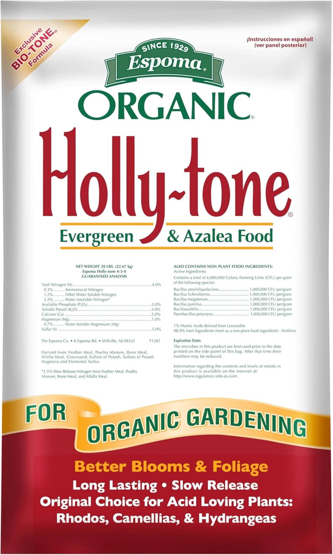 ZLGP Organic Holly-Tone 4-3-4 Natural & Organic Evergreen & Azalea ...