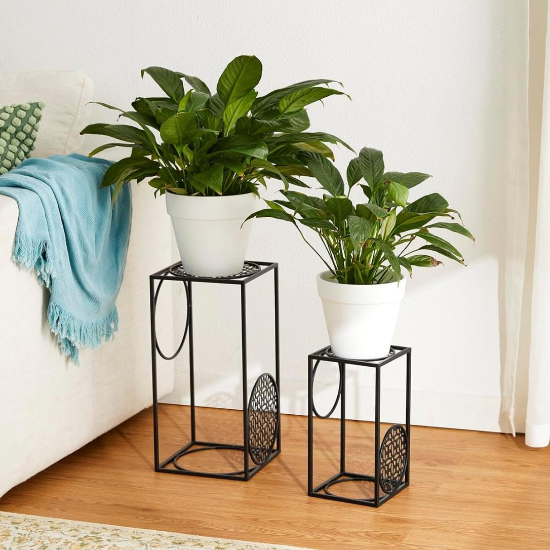 ZLGP Set of 2 Metal Nesting Planter Stands, Metal Wire Rectangular ...