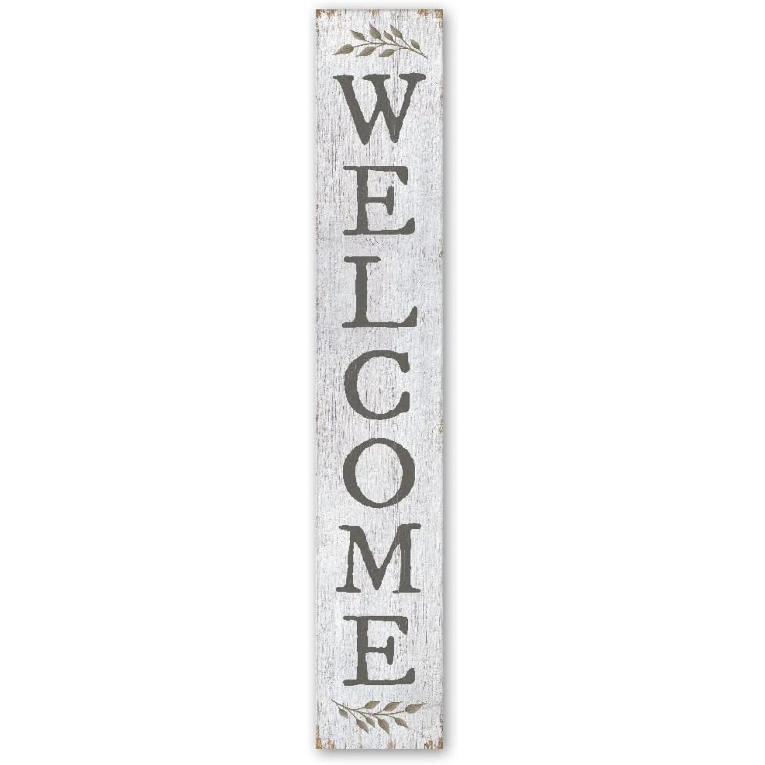ZLGP Welcome White W/Sprig Welcome Sign and porch leaner for Front Door ...