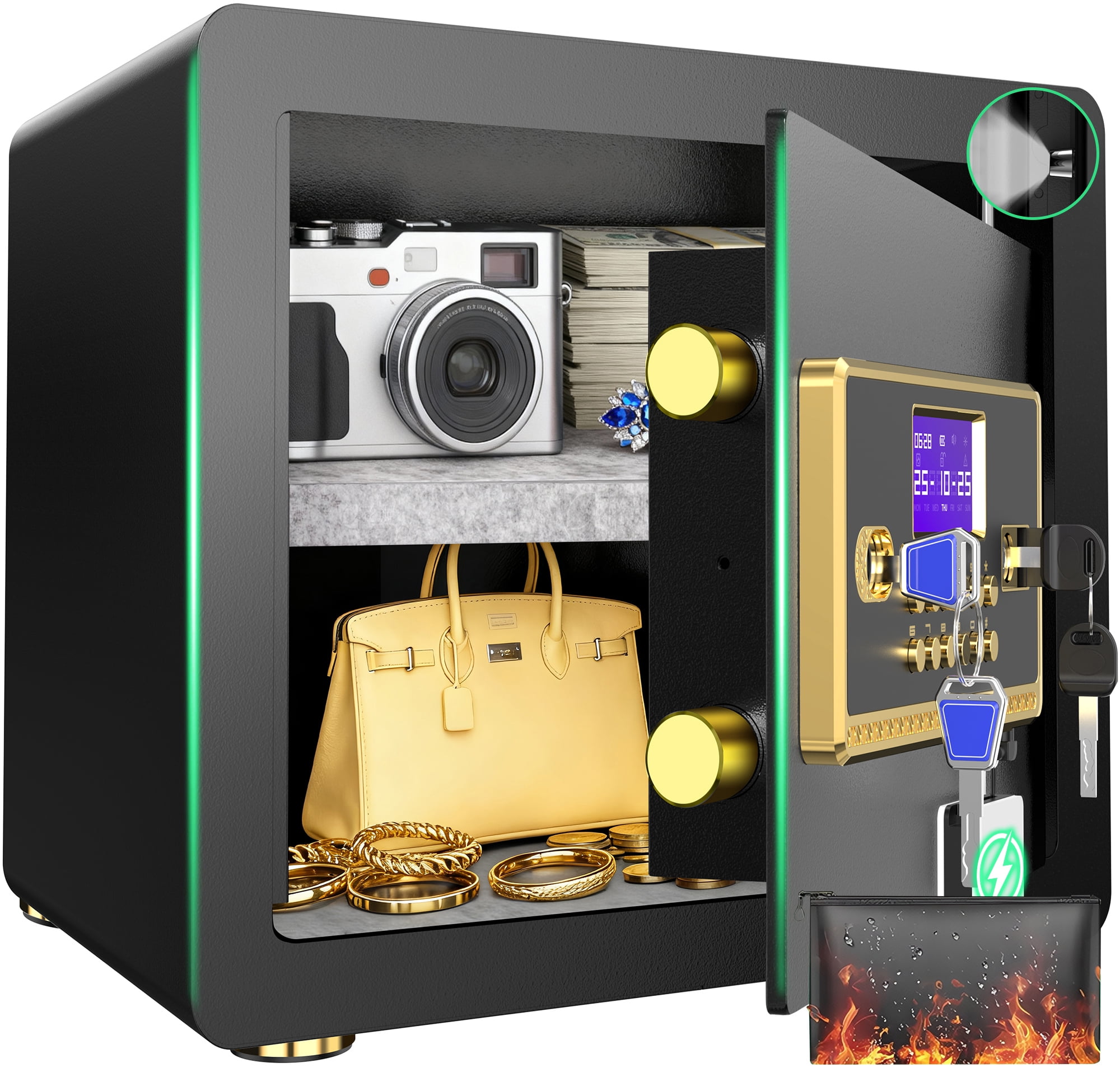 SYSENFO 1.5 Cuft Safe Box, Digital Keypad Home Security Safe With ...