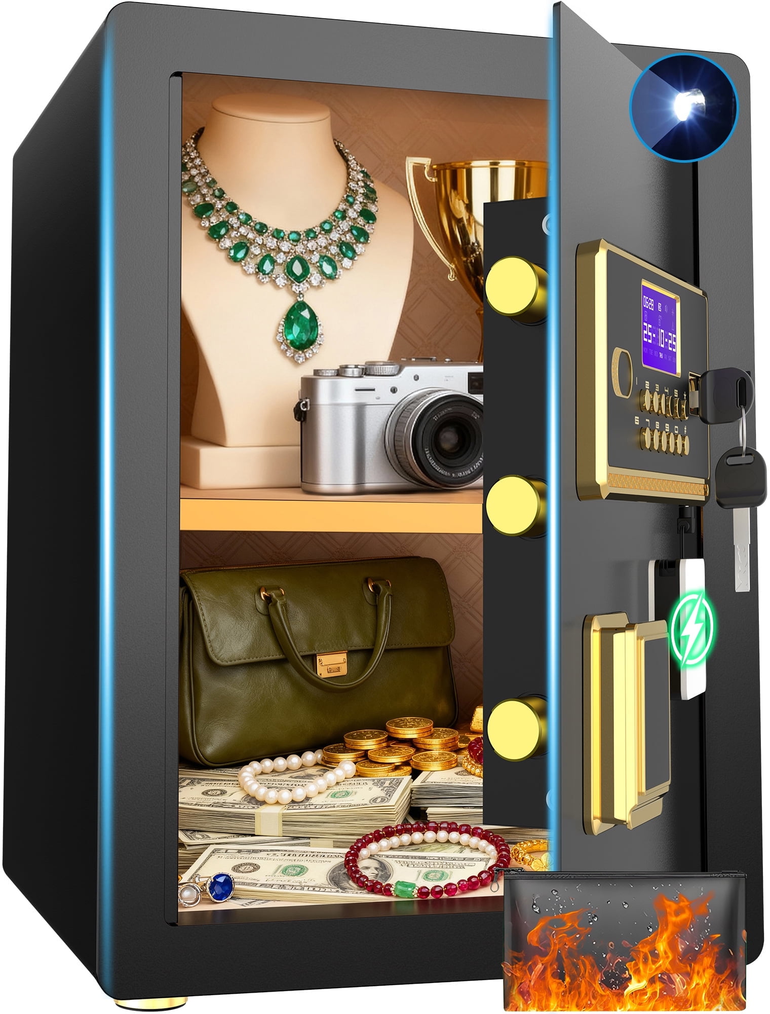 SYSENFO 3.5 Cuft Large Safe Box, Digital Keypad Home Security Safe With ...
