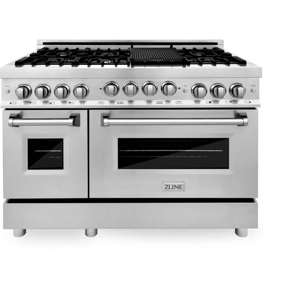 ZLINE RG48 48 inch Stainless Steel Freestanding Gas Double Oven Range ...