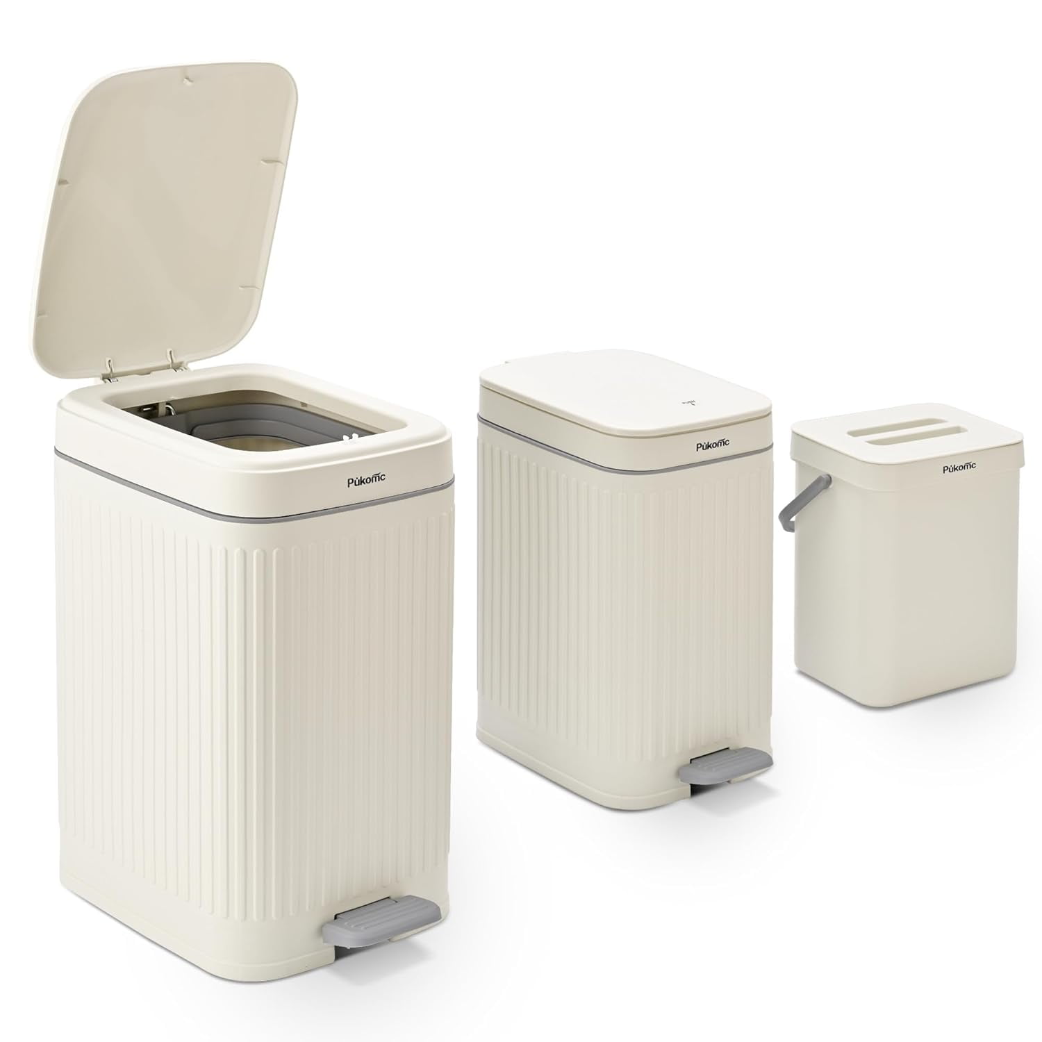 ZLJT 3 Pack Bathroom Trash Can with Lid，Small Trash Cans Bedroom，3.7 ...