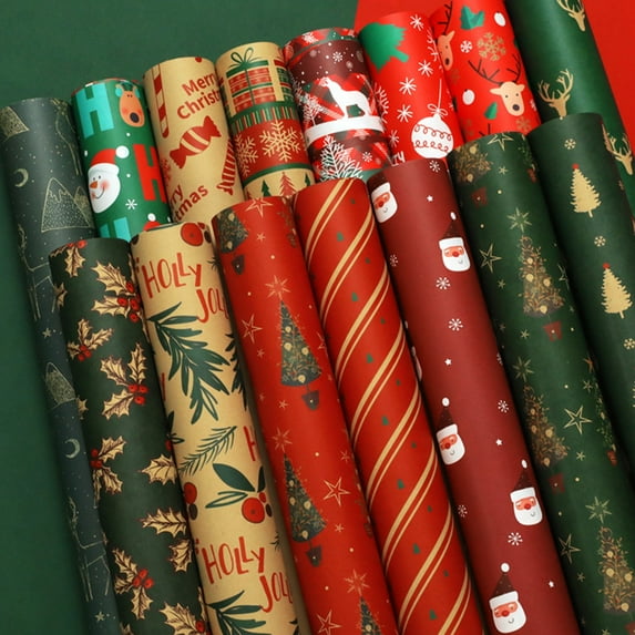 ZLKMQM Christmas Wrapping Paper Roll-Pink/Red/Green Wrapping Paper- 1 ...