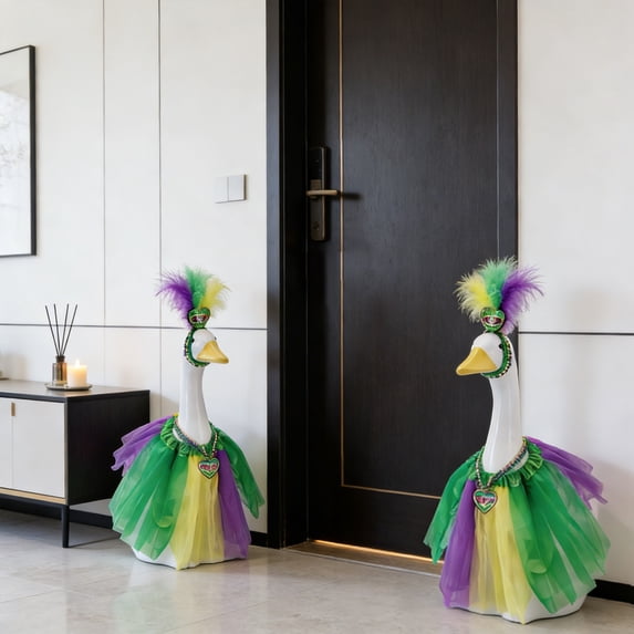 ZLKMQM Mardi Gras Outfit Goose Clothes for 23 High Cement or Plastic ...