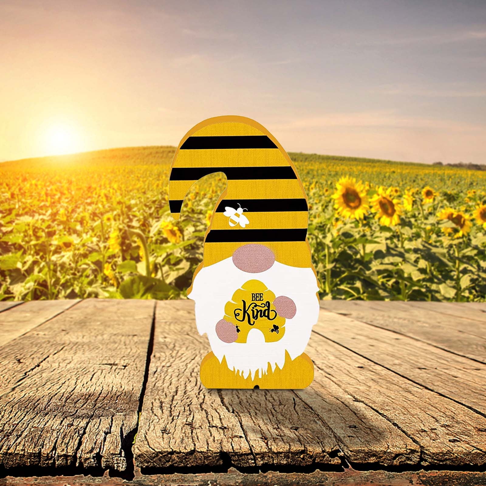 ZLLDECOR 1PC Bee Decoration Wooden Bee Logo Country Yellow Bee Ornament Layer Tray Decoration ...